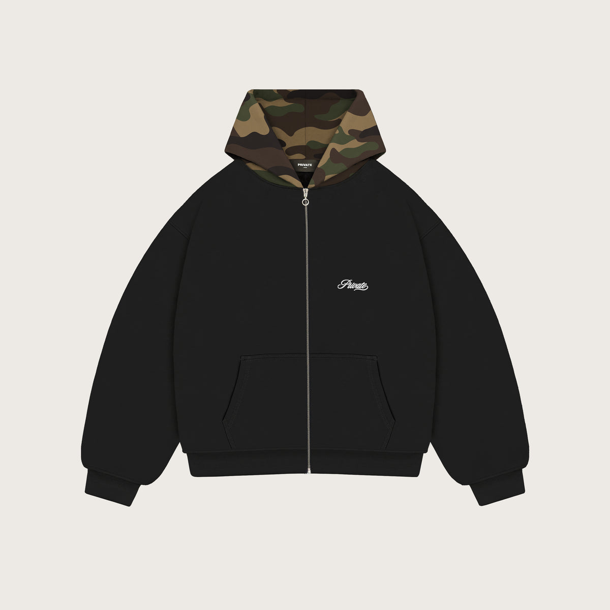 CAMO HOOD ZIPPER